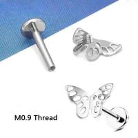 China Fine Jewelry Piercing Jewelry Titanium Hollow Butterfly Internally Threaded Top Helix Earring Labret for sale