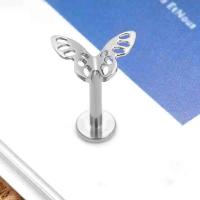 China Fine Jewelry Piercing Jewelry Titanium Hollow Butterfly Internally Threaded Top Helix Earring Labret for sale