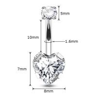 China ASTM F136 Titanium Bezel Set CZ Top and Heart CZ Stone Back Belly Button Rings Bl0486 for sale