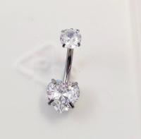China ASTM F136 Titanium Bezel Set CZ Top and Heart CZ Stone Back Belly Button Rings Bl0486 for sale