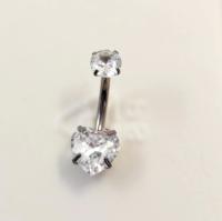 China ASTM F136 Titanium Bezel Set CZ Top and Heart CZ Stone Back Belly Button Rings Bl0486 for sale