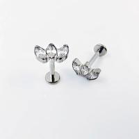 China ASTM F136 Titanium 3 Marquise CZ Set Curve Top Piercing Internally Threaded Jewelry Labret Earring Sm0546 for sale