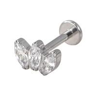 China ASTM F136 Titanium 3 Marquise CZ Set Curve Top Piercing Internally Threaded Jewelry Labret Earring Sm0546 for sale
