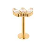 China ASTM F136 Titanium 3 Marquise CZ Set Curve Top Piercing Internally Threaded Jewelry Labret Earring Sm0546 for sale
