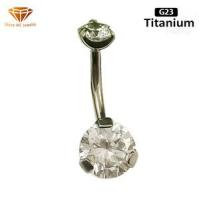 China Top Quality Silver Jewelry Stainless Steel G23 Titanium Piercing Jewelry Navel Curves with 2 Stones Tpn010 for sale