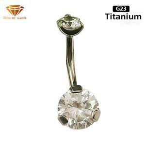 China Top Quality Silver Jewelry Stainless Steel G23 Titanium Piercing Jewelry Navel Curves with 2 Stones Tpn010 for sale