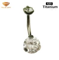 China Top Quality Silver Jewelry Stainless Steel G23 Titanium Piercing Jewelry Navel Curves with 2 Stones Tpn010 for sale