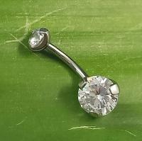 China Top Quality Silver Jewelry Stainless Steel G23 Titanium Piercing Jewelry Navel Curves with 2 Stones Tpn010 for sale