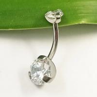 China Top Quality Silver Jewelry Stainless Steel G23 Titanium Piercing Jewelry Navel Curves with 2 Stones Tpn010 for sale