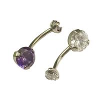 China Top Quality Silver Jewelry Stainless Steel G23 Titanium Piercing Jewelry Navel Curves with 2 Stones Tpn010 for sale