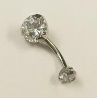 China Top Quality Silver Jewelry Stainless Steel G23 Titanium Piercing Jewelry Navel Curves with 2 Stones Tpn010 for sale