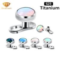 China ASTM F136 G23 Titanium Dermal Anchor with Bezel Set Zircon Opal Sparkle Top Body Piercing Jewelry Tda-38 for sale