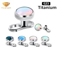 China ASTM F136 G23 Titanium Dermal Anchor with Bezel Set Zircon Opal Sparkle Top Body Piercing Jewelry Tda-38 for sale
