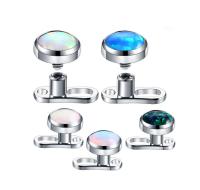 China ASTM F136 G23 Titanium Dermal Anchor with Bezel Set Zircon Opal Sparkle Top Body Piercing Jewelry Tda-38 for sale
