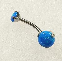 China High Quality Silver Jewelry Body Piercing Titanium Jewelry Piercing Double Flare Opal Belly Ring Tp1969 for sale