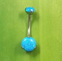 China High Quality Silver Jewelry Body Piercing Titanium Jewelry Piercing Double Flare Opal Belly Ring Tp1969 for sale