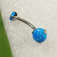 China High Quality Silver Jewelry Body Piercing Titanium Jewelry Piercing Double Flare Opal Belly Ring Tp1969 for sale