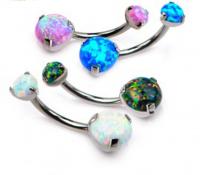 China High Quality Silver Jewelry Body Piercing Titanium Jewelry Piercing Double Flare Opal Belly Ring Tp1969 for sale