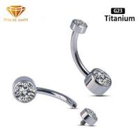 China Fashion Jewelry G23 Solid Titanium Piercing Double Stones Navel Curves Curved Belly Ring Tpn012 for sale