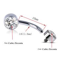 China Fashion Jewelry G23 Solid Titanium Piercing Double Stones Navel Curves Curved Belly Ring Tpn012 for sale