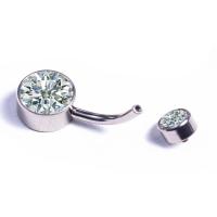 China Fashion Jewelry G23 Solid Titanium Piercing Double Stones Navel Curves Curved Belly Ring Tpn012 for sale