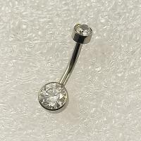 China Fashion Jewelry G23 Solid Titanium Piercing Double Stones Navel Curves Curved Belly Ring Tpn012 for sale
