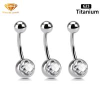 China Piercing Jewelry G23 Titanium 1 Zircon Belly Ring F136 Titanium Navel Jewelry Tp1944 for sale
