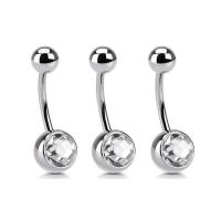 China Piercing Jewelry G23 Titanium 1 Zircon Belly Ring F136 Titanium Navel Jewelry Tp1944 for sale