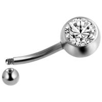 China Piercing Jewelry G23 Titanium 1 Zircon Belly Ring F136 Titanium Navel Jewelry Tp1944 for sale