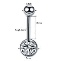 China Piercing Jewelry G23 Titanium 1 Zircon Belly Ring F136 Titanium Navel Jewelry Tp1944 for sale