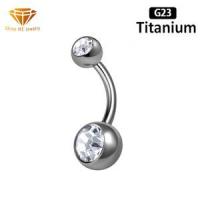 China Jewelry ASTM F136 Titanium G23 Titanium Belly Button Ring Set Diamonds Hot Selling New Piercing Jewelry Belly Ring Double Stones Belly Ring Body Piercing Tp1910 for sale