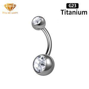 China Jewelry ASTM F136 Titanium G23 Titanium Belly Button Ring Set Diamonds Hot Selling New Piercing Jewelry Belly Ring Double Stones Belly Ring Body Piercing Tp1910 for sale