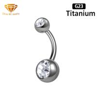 China Jewelry ASTM F136 Titanium G23 Titanium Belly Button Ring Set Diamonds Hot Selling New Piercing Jewelry Belly Ring Double Stones Belly Ring Body Piercing Tp1910 for sale