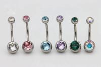 China Jewelry ASTM F136 Titanium G23 Titanium Belly Button Ring Set Diamonds Hot Selling New Piercing Jewelry Belly Ring Double Stones Belly Ring Body Piercing Tp1910 for sale