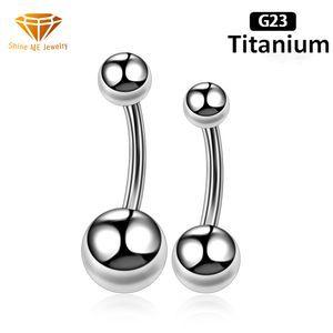 China G23 Titanium Belly Ring Pierced Jewelry Double Ball Belly Ring Titanium Jewelry Tp1911 for sale