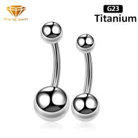 China G23 Titanium Belly Ring Pierced Jewelry Double Ball Belly Ring Titanium Jewelry Tp1911 for sale