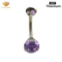 China High Quality Fashion Jewelry Silver ASTM F136 Titanium Piercing Double Purple Stones Curves Navel Barber Tpn011 for sale
