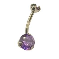 China High Quality Fashion Jewelry Silver ASTM F136 Titanium Piercing Double Purple Stones Curves Navel Barber Tpn011 for sale