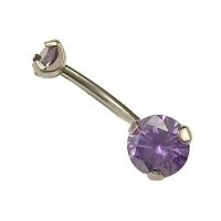 China High Quality Fashion Jewelry Silver ASTM F136 Titanium Piercing Double Purple Stones Curves Navel Barber Tpn011 for sale