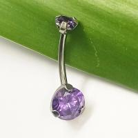 China High Quality Fashion Jewelry Silver ASTM F136 Titanium Piercing Double Purple Stones Curves Navel Barber Tpn011 for sale