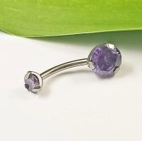 China High Quality Fashion Jewelry Silver ASTM F136 Titanium Piercing Double Purple Stones Curves Navel Barber Tpn011 for sale