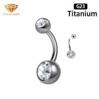 China ASTM F136 Titanium Body Piercing Externally Treaded Double Jeweled Belly Button Rings Jewelry Tp1910 for sale