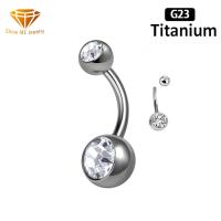 China ASTM F136 Titanium Body Piercing Externally Treaded Double Jeweled Belly Button Rings Jewelry Tp1910 for sale