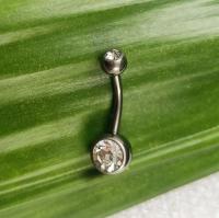 China ASTM F136 Titanium Body Piercing Externally Treaded Double Jeweled Belly Button Rings Jewelry Tp1910 for sale