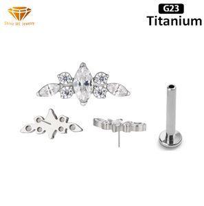 China Piercing Jewelry ASTM F136 Titanium Push Pin Labrets Top Threadless Combine Earring Sm1329 for sale