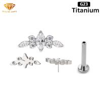 China Piercing Jewelry ASTM F136 Titanium Push Pin Labrets Top Threadless Combine Earring Sm1329 for sale