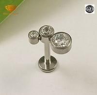 China Wholesale Fashion Jewelry Simple Personality White Stones G23 Titanium Body Jewelry Piercing for Lip Tpn017 for sale