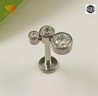 China Wholesale Fashion Jewelry Simple Personality White Stones G23 Titanium Body Jewelry Piercing for Lip Tpn017 for sale