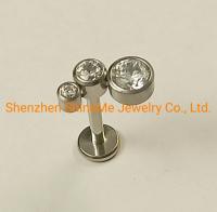 China Wholesale Fashion Jewelry Simple Personality White Stones G23 Titanium Body Jewelry Piercing for Lip Tpn017 for sale