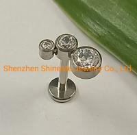 China Wholesale Fashion Jewelry Simple Personality White Stones G23 Titanium Body Jewelry Piercing for Lip Tpn017 for sale